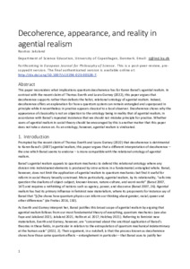 Decoherence, appearance, and reality in agential realism - PhilSci-Archive